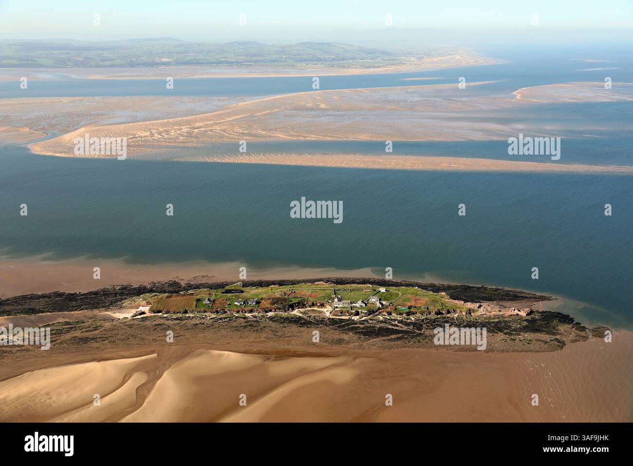 aerial view of Little Hilbre Island, an archipelago consisting of three ...