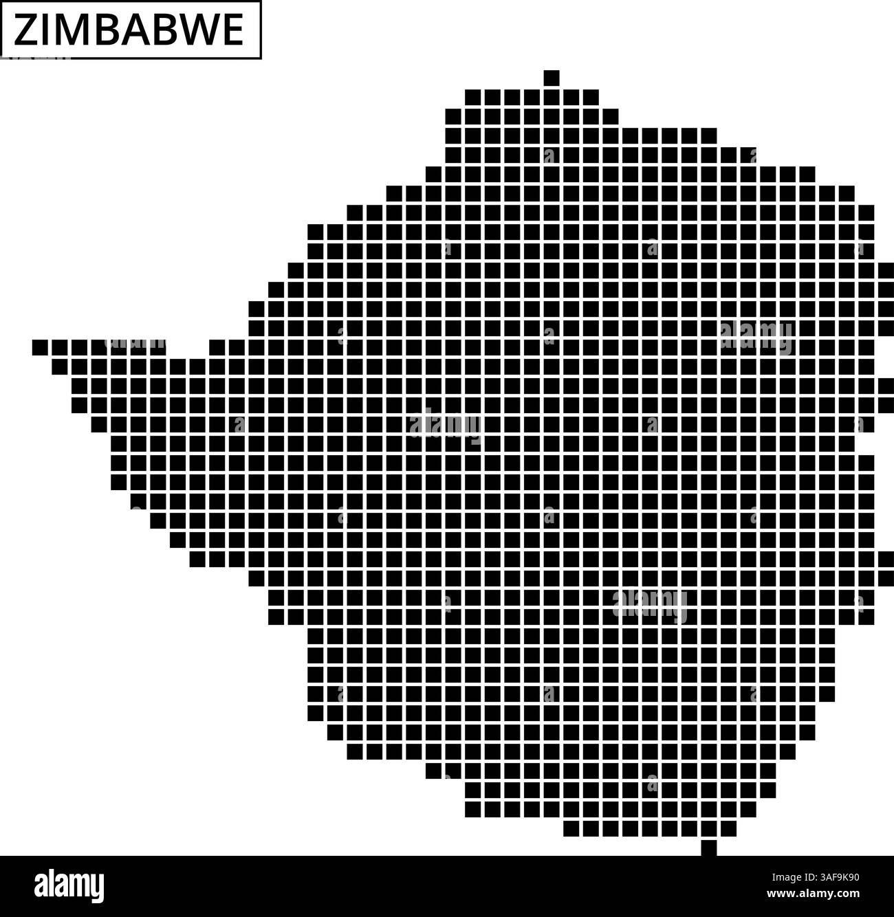 A dot pattern map of Zimbabwe, highlighting the country's geographical ...