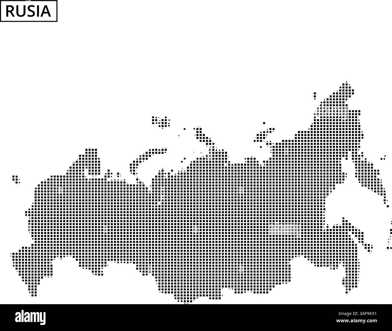 The map highlights Russia's geographical outline with a dotted pattern ...