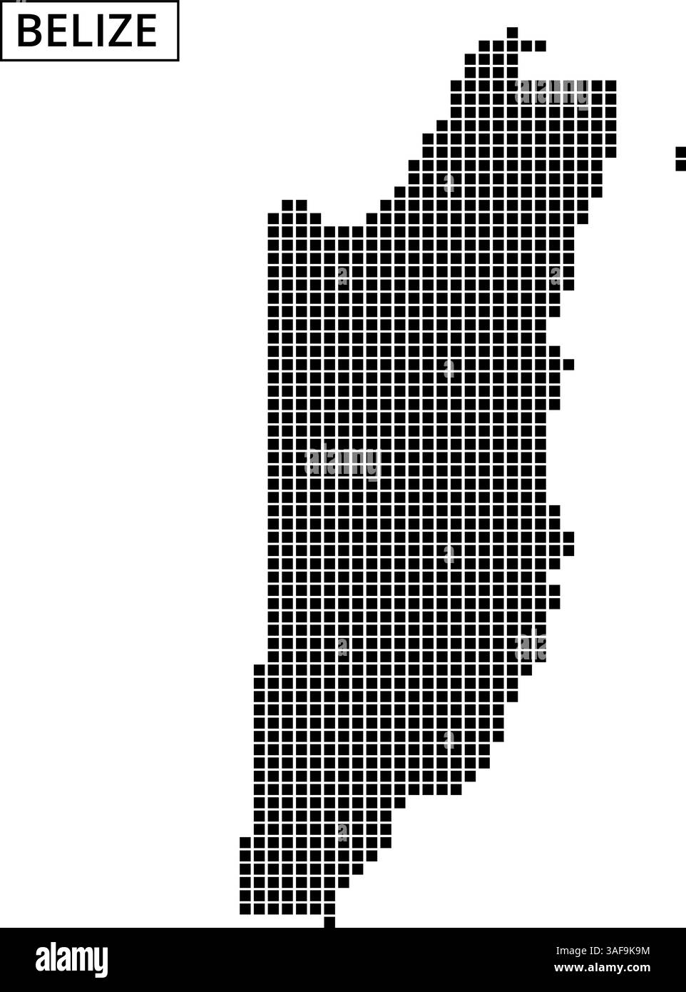 Black and white illustration of the map of Belize highlighting its ...