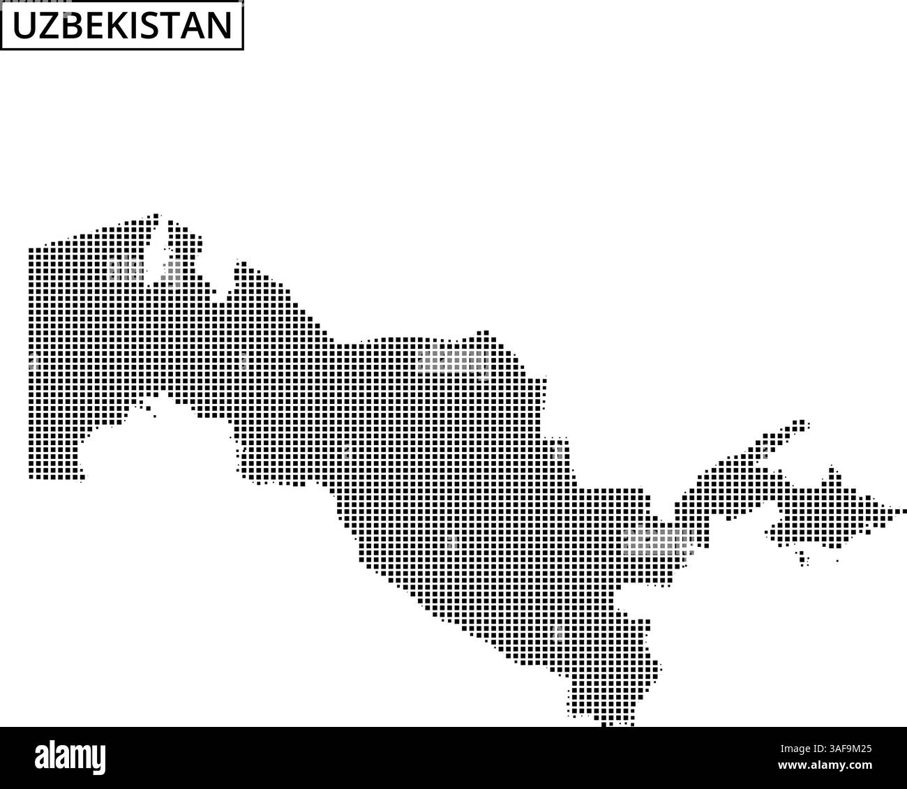 The artistic representation of Uzbekistan's map features a dotted ...