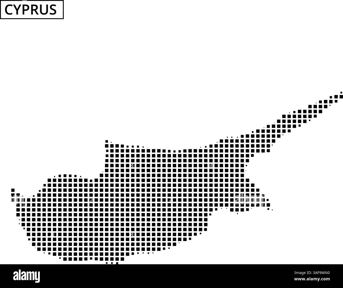 A dotted map of Cyprus is showcased on a white background, emphasizing ...