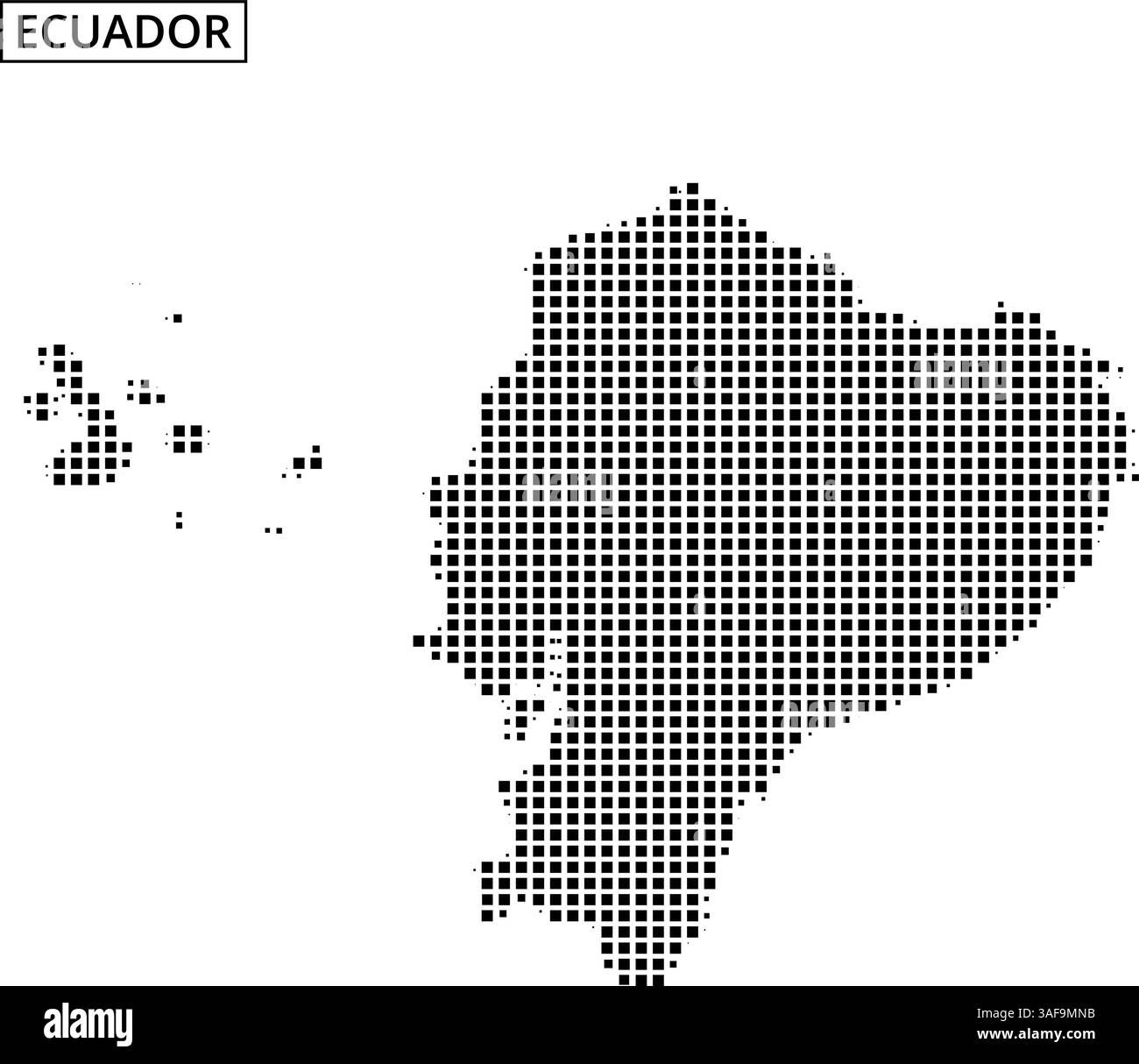 The artwork showcases a detailed map of Ecuador with a unique dot ...