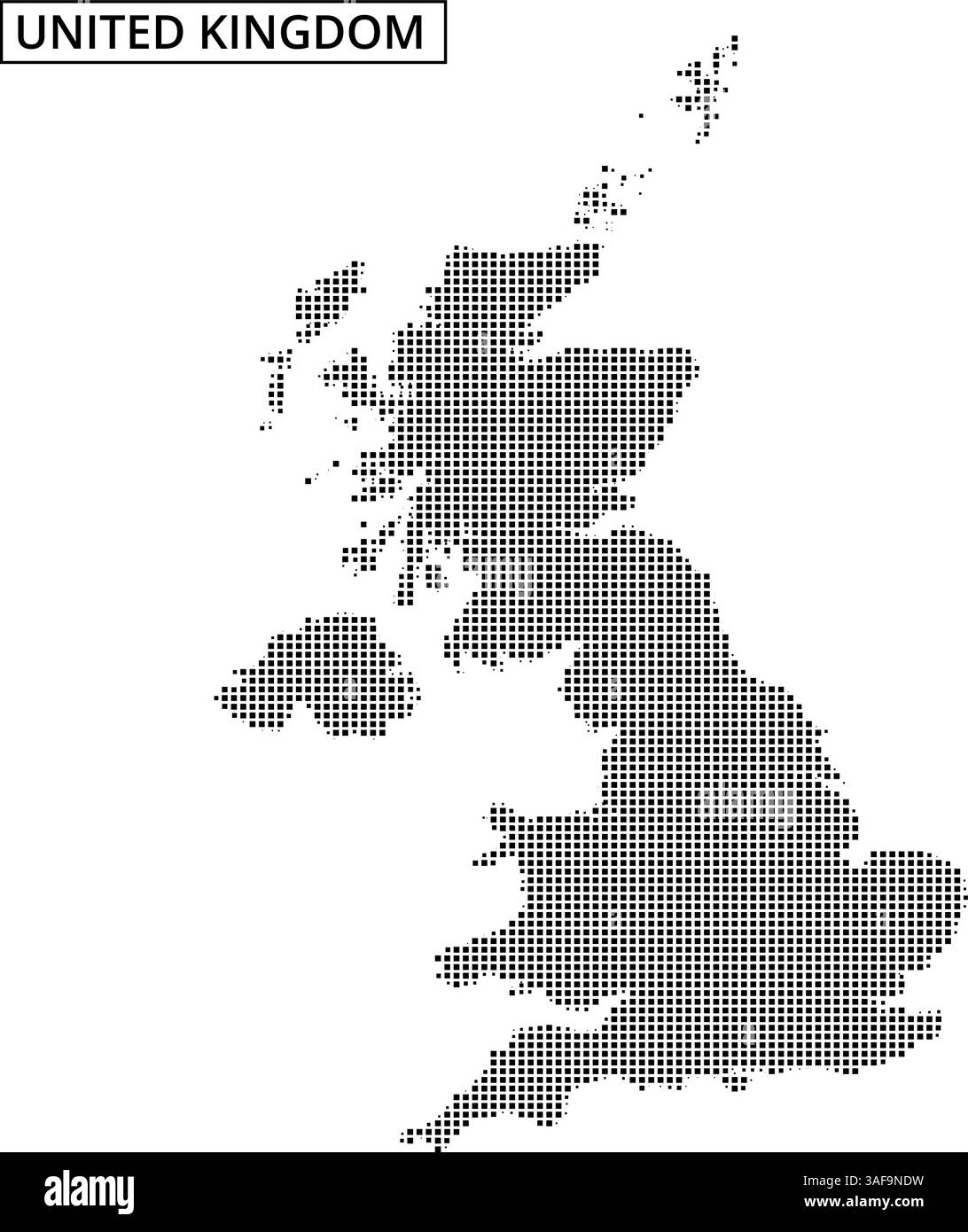 A dotted map outline of the United Kingdom showcases its geographical ...
