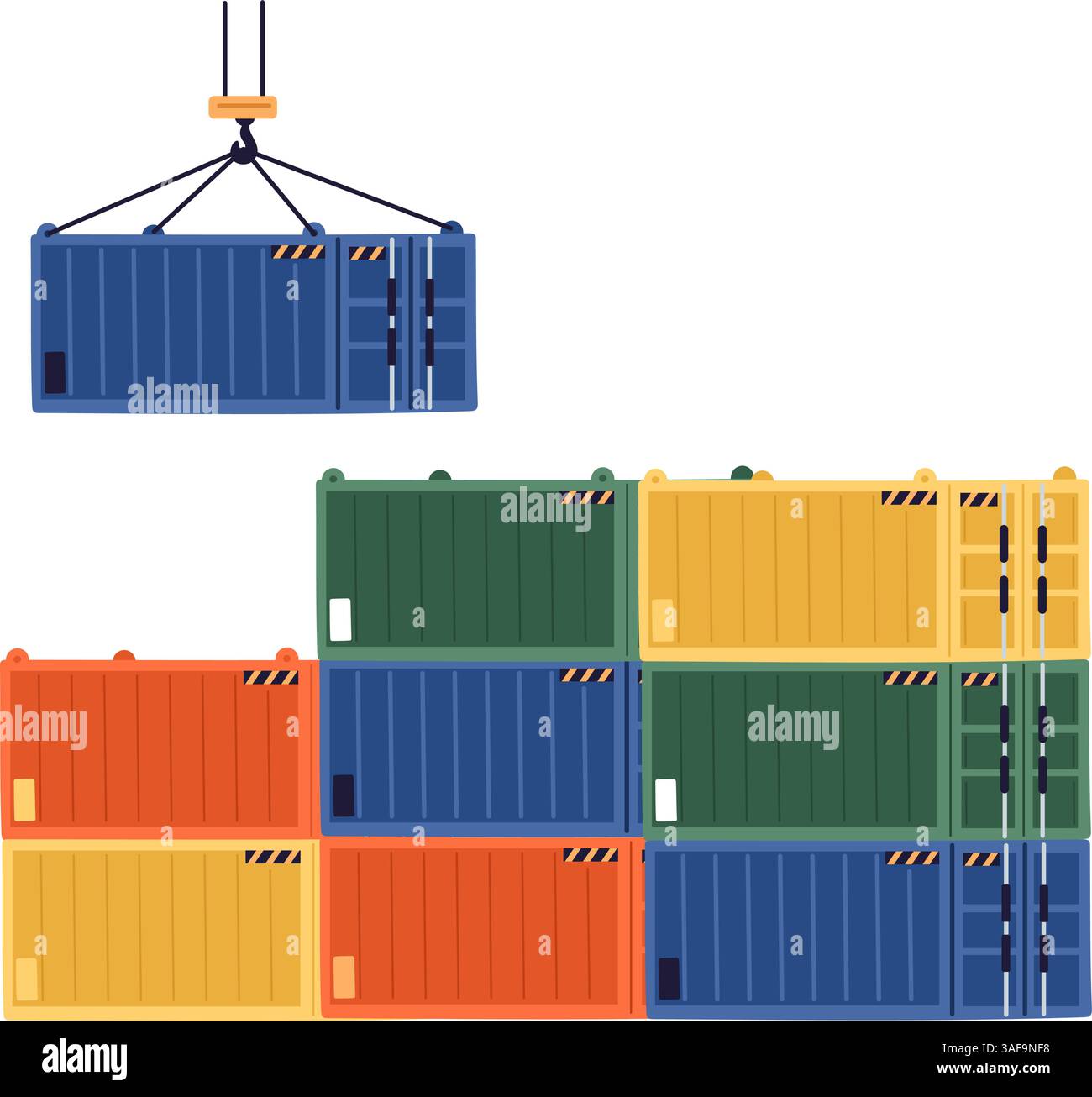 Cargo ship loads containers Stock Vector Images - Alamy