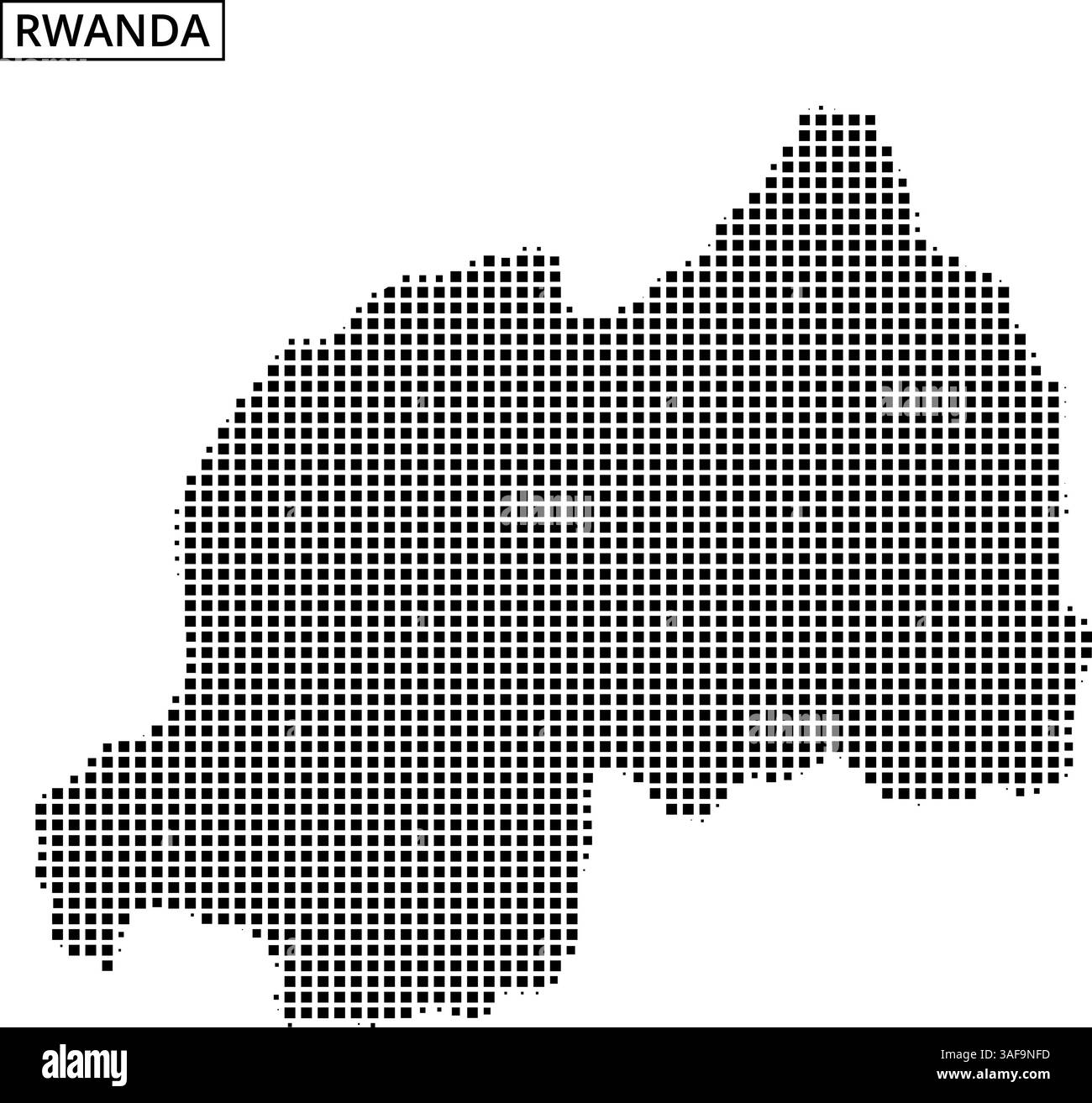 Dot-styled representation of Rwanda showcases its geography ...