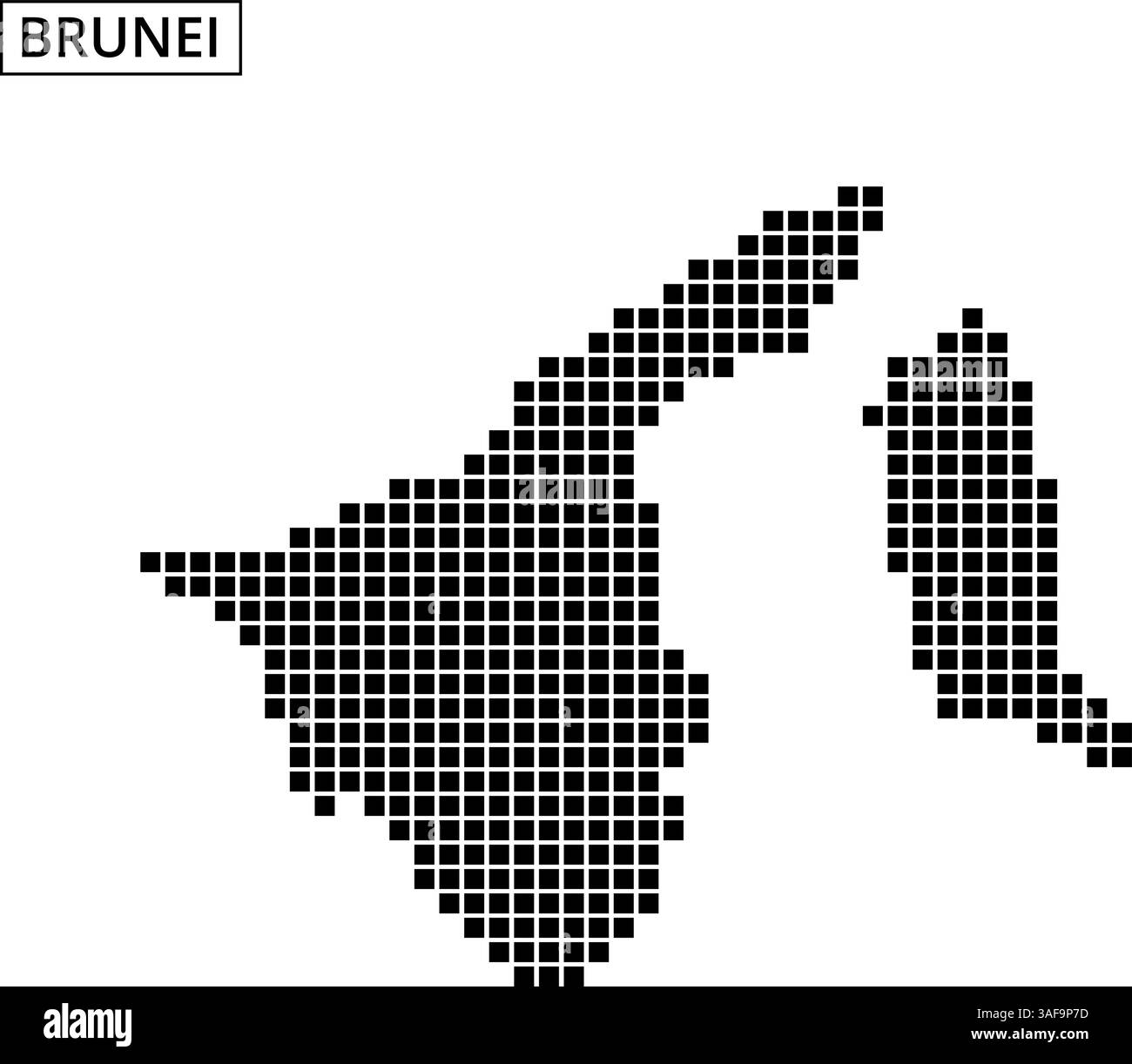 Dot pattern map of Brunei highlighting its geographic shape and ...