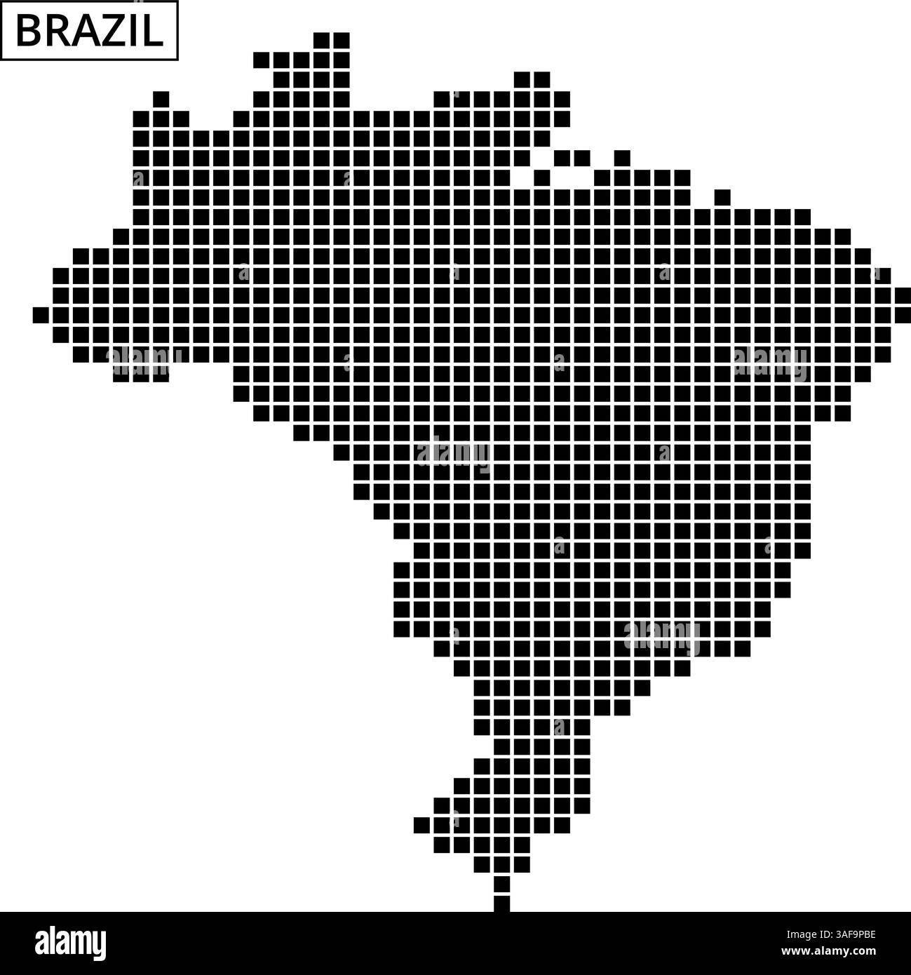 A dotted representation displays the outline of Brazil, highlighting its distinct geographical ...
