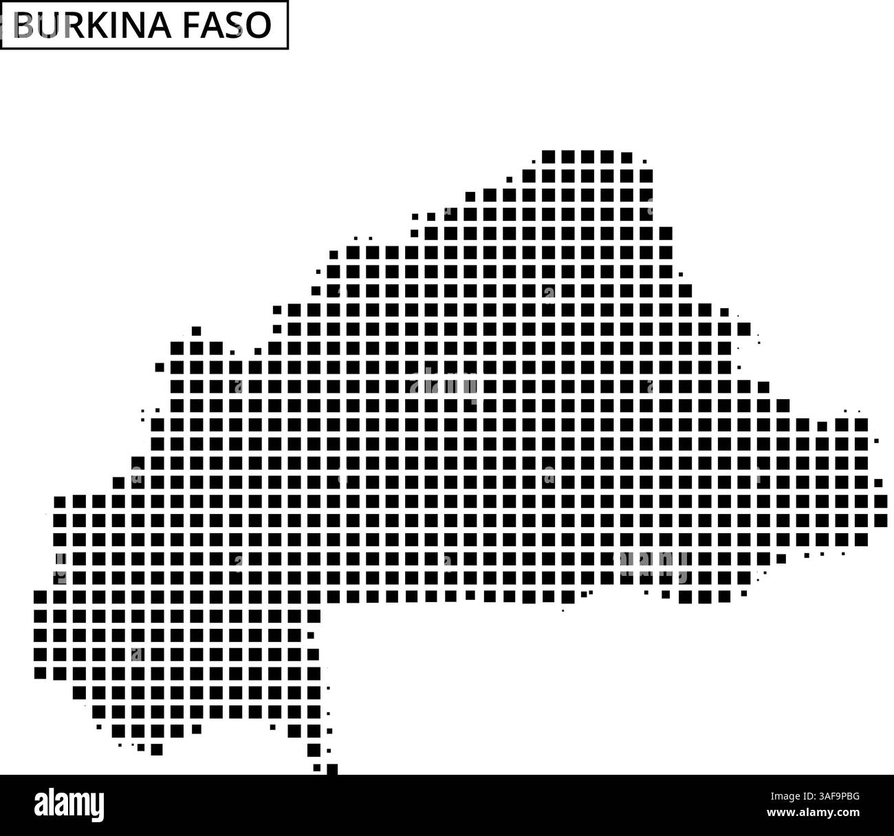 Map of Burkina Faso showcases its outlines and borders, emphasizing ...