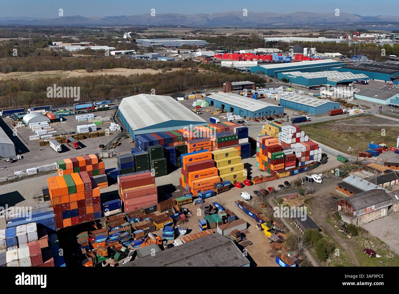 Hundreds of shipping containers at the Grangemouth Terminal near ...