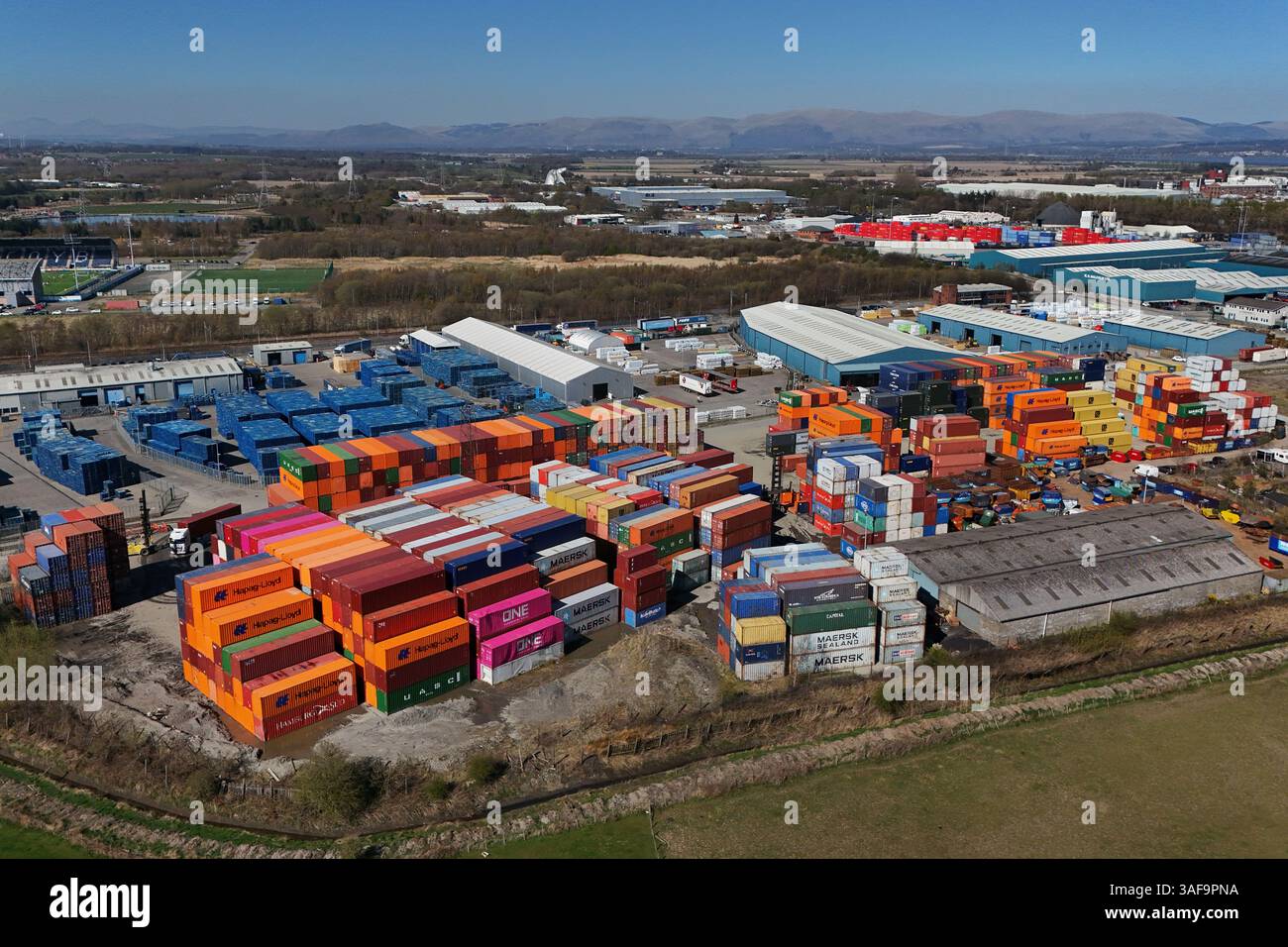 Hundreds of shipping containers at the Grangemouth Terminal near ...