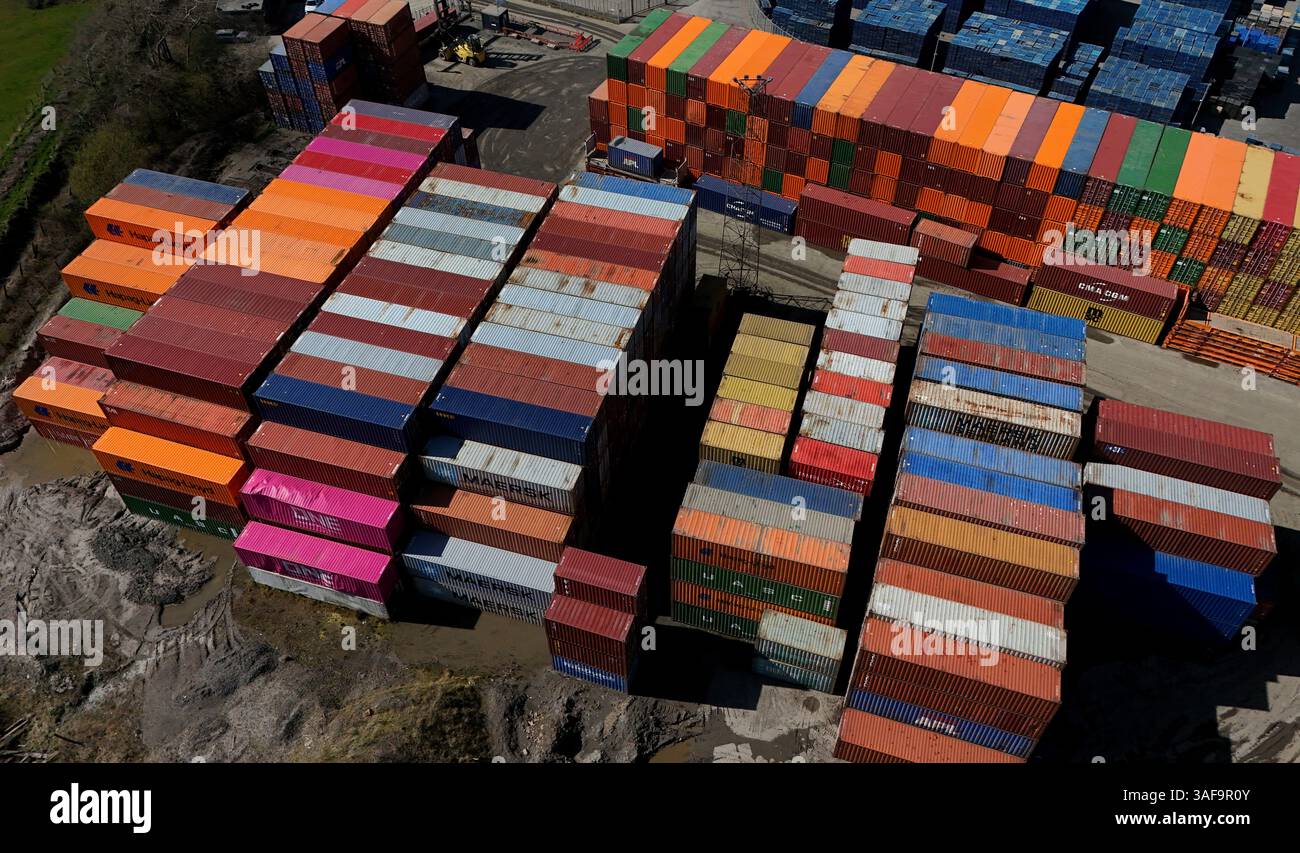 Hundreds of shipping containers at the Grangemouth Terminal near ...