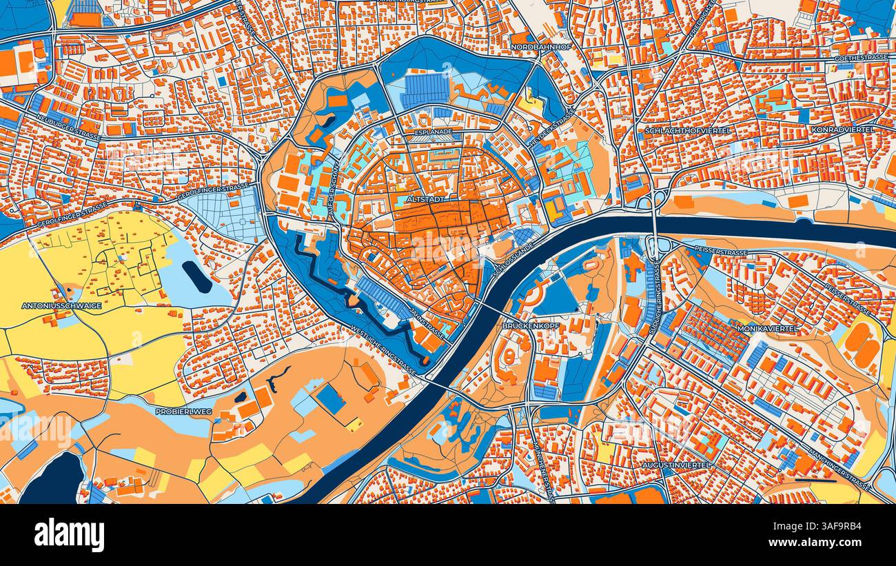 Colorful Ingolstadt Art Map with Labels and Buildings with many details ...