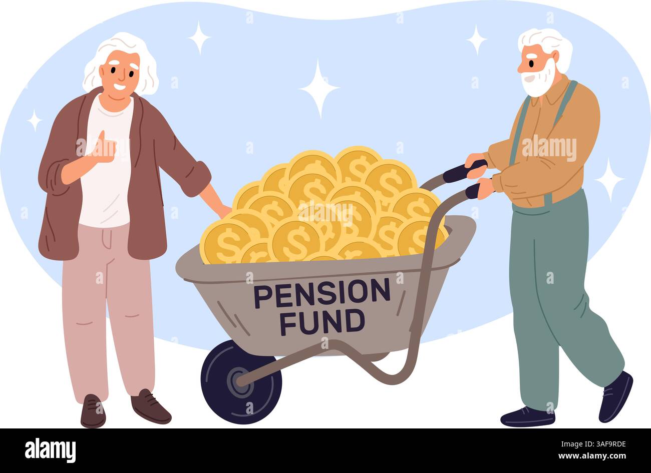 Happy old man and woman with their large retirement fund. Financial ...