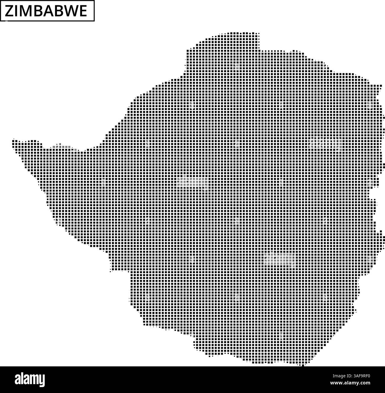 A dot pattern map of Zimbabwe, highlighting the country's geographical ...