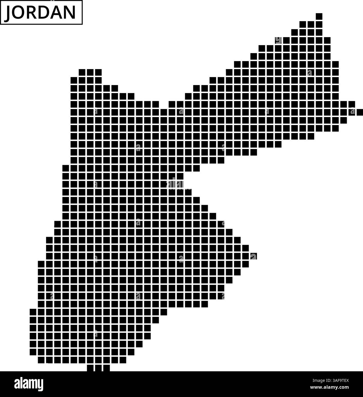 Distinct dotted map showcasing the shape and borders of Jordan ...