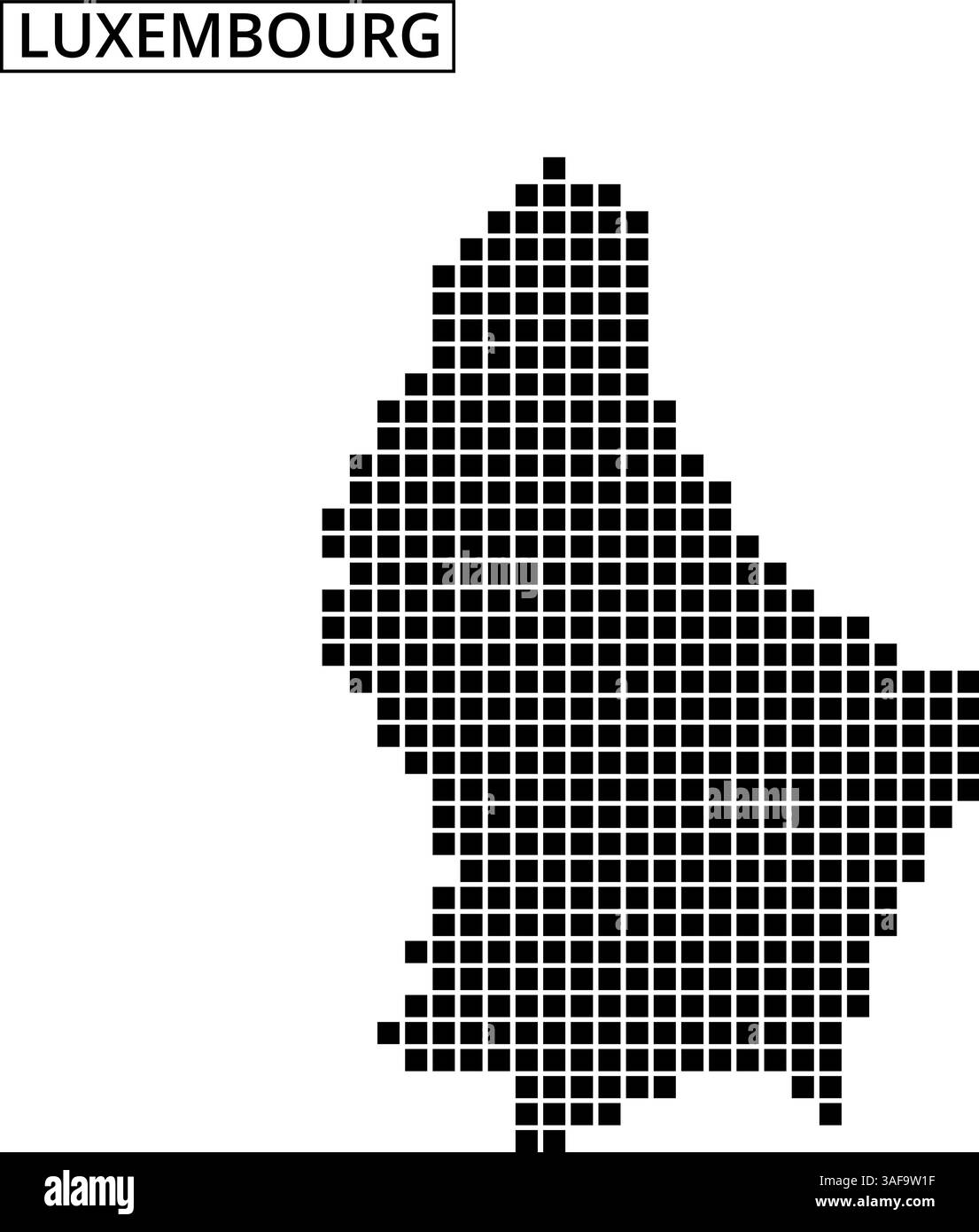 This map displays Luxembourg's outline in a unique dotted design ...