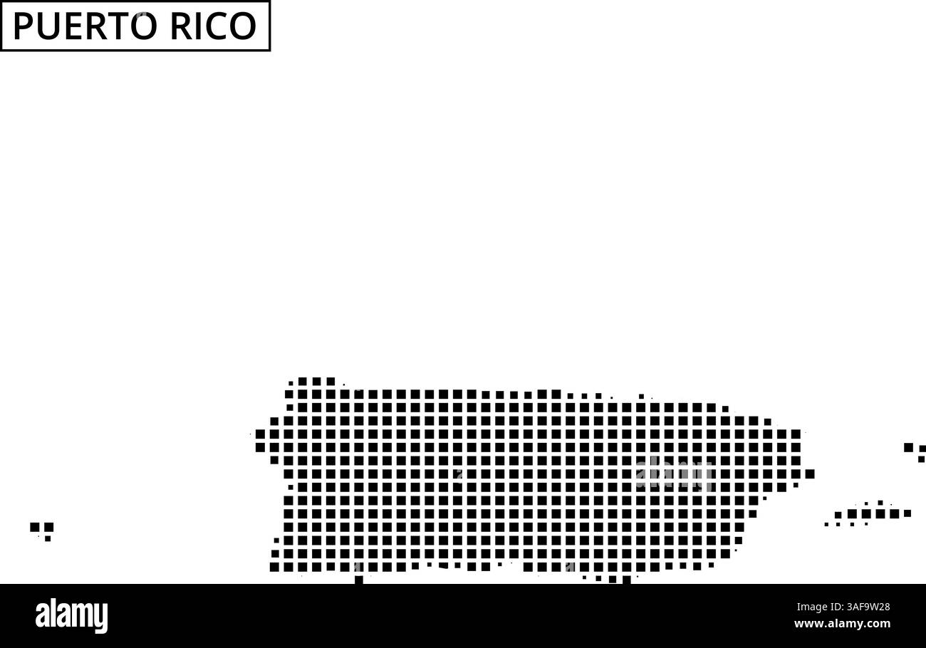 A creative map of Puerto Rico showcased with a dotted pattern and wavy ...
