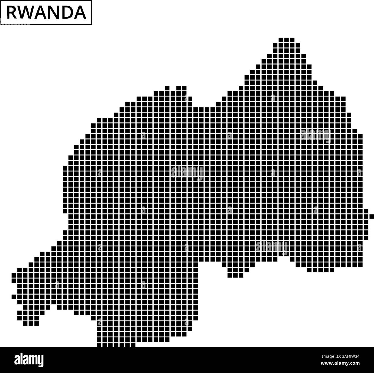 Dot-styled representation of Rwanda showcases its geography ...