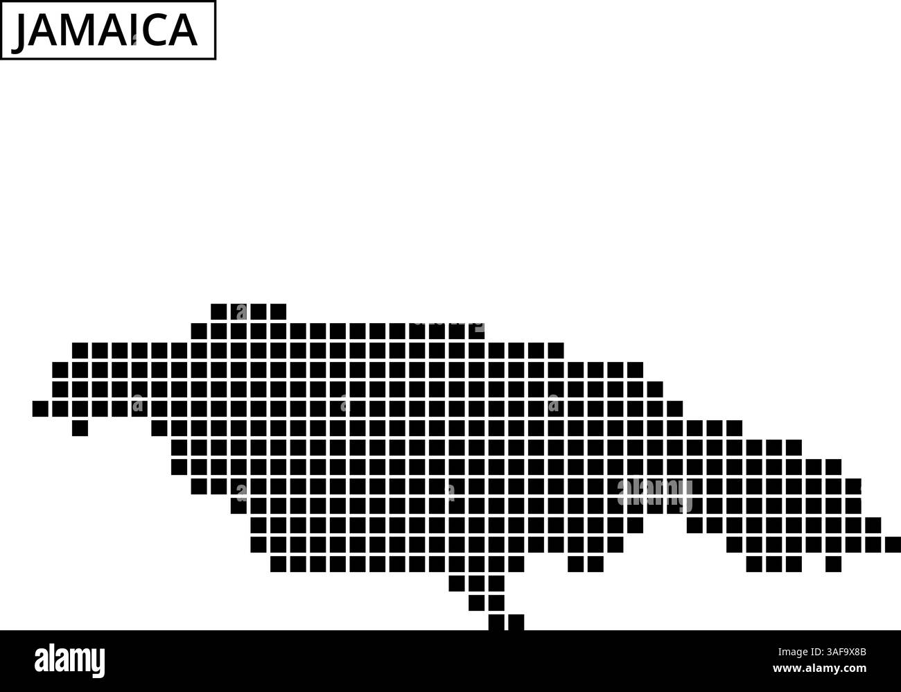 Dotted pattern outlines the shape of Jamaica on a plain white ...