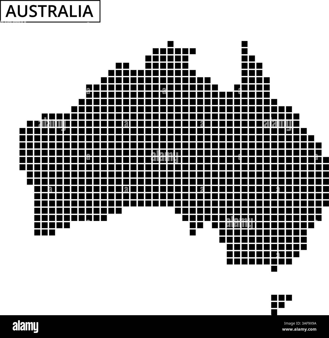 A detailed map of Australia created using dot patterns, highlighting its geographical layout and ...