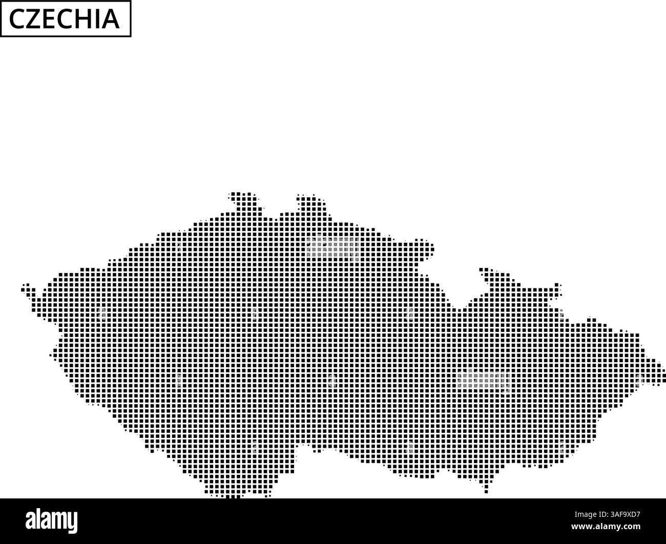 A dotted map of Czechia showcases its borders and geographical features ...