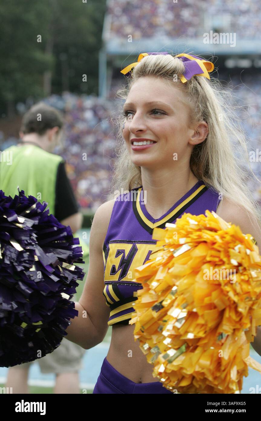 September 19, 2009: The ECU cheerleaders lead the ECU fans in a cheer ...