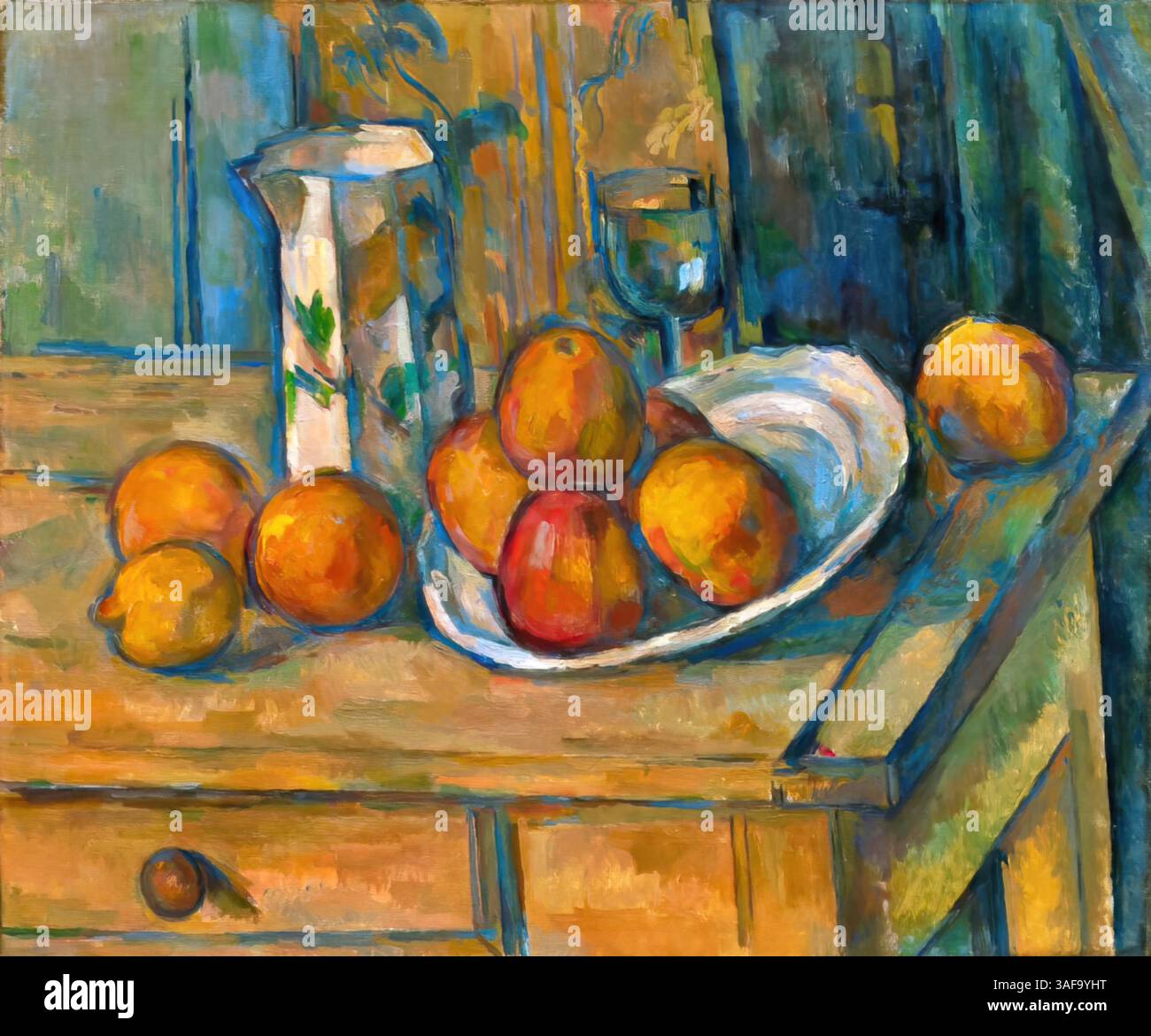 Paul cezanne still life with milk jug and fruit hi-res stock ...