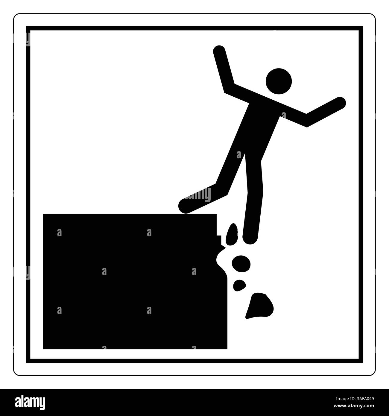 Warning Sign Illustrating Danger of Falling Off a Cliff or Ledge with ...