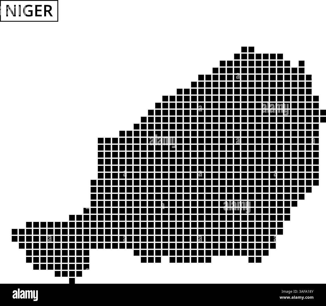 A dotted representation of Niger showcases the country's shape and ...