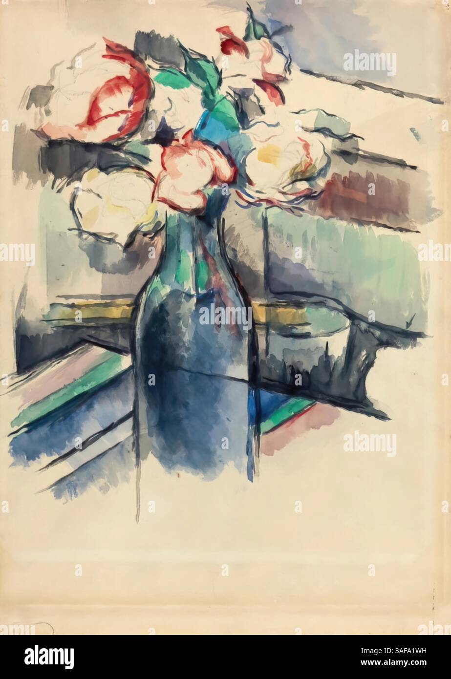Roses in a Bottle, 1889 (painting) Cezanne, Paul (1839-1906) French ...