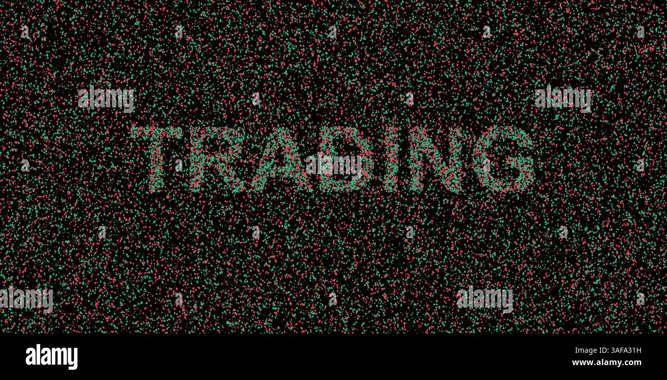 A field of green-red up and down arrow symbols of varying sizes forming ...