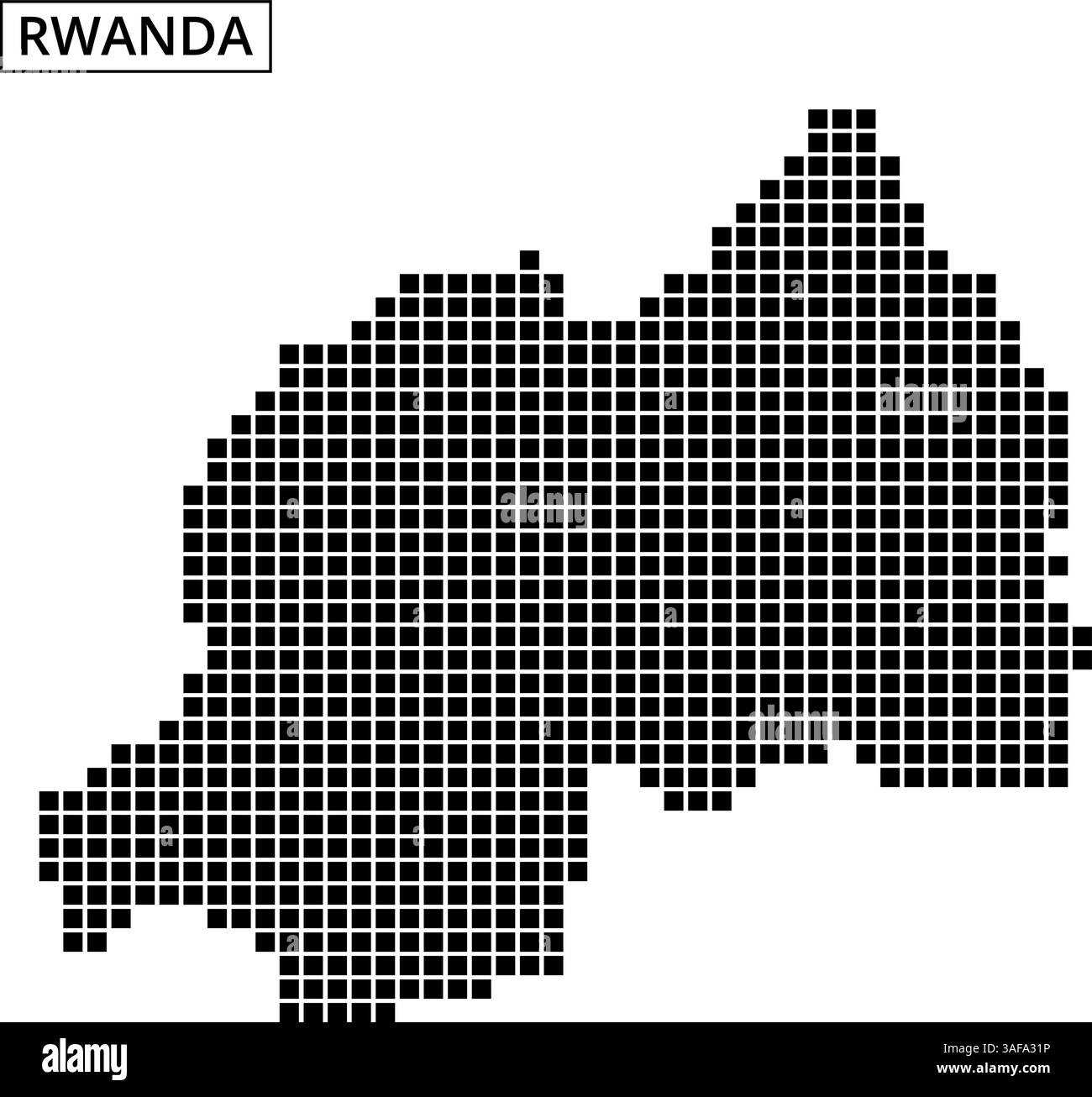 Dot-styled representation of Rwanda showcases its geography ...