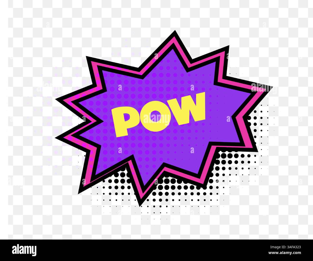 Pow Comic Sound Effect In Bright Purple Burst With Yellow Bold Text And ...