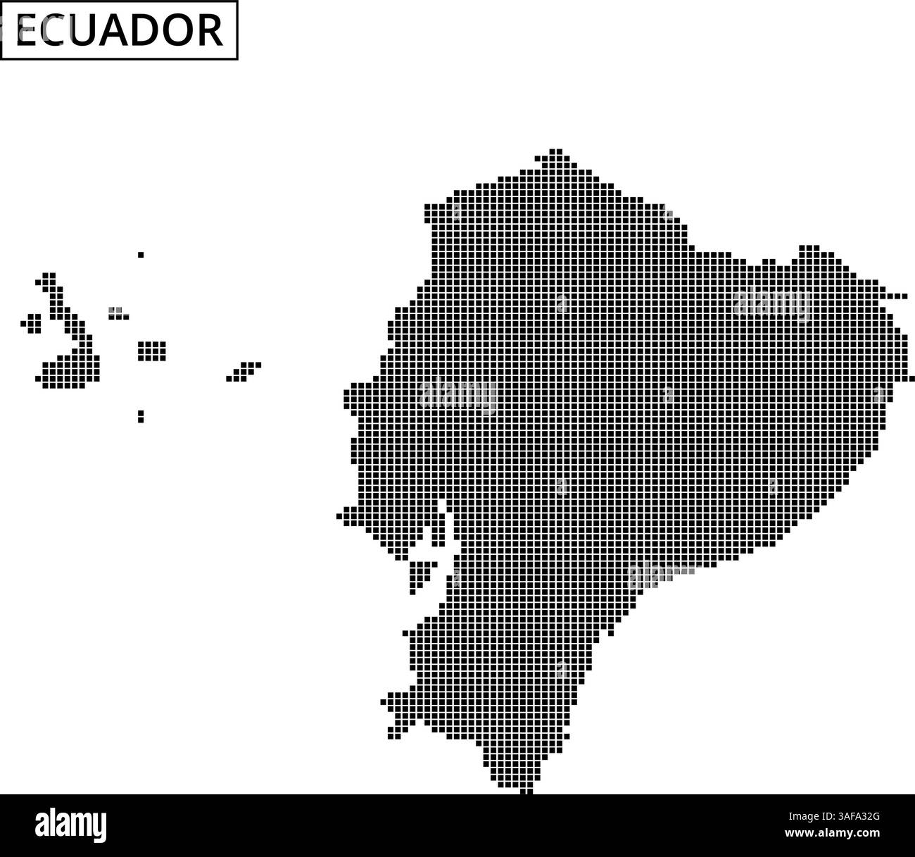 The artwork showcases a detailed map of Ecuador with a unique dot ...