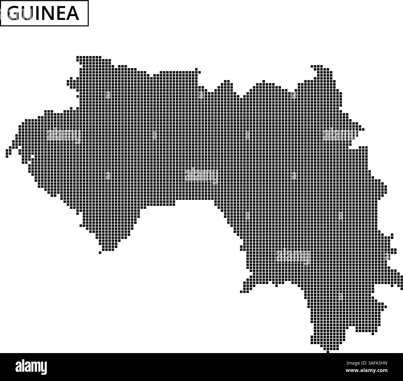 This visual displays a dotted map of Guinea, showcasing its geographic ...
