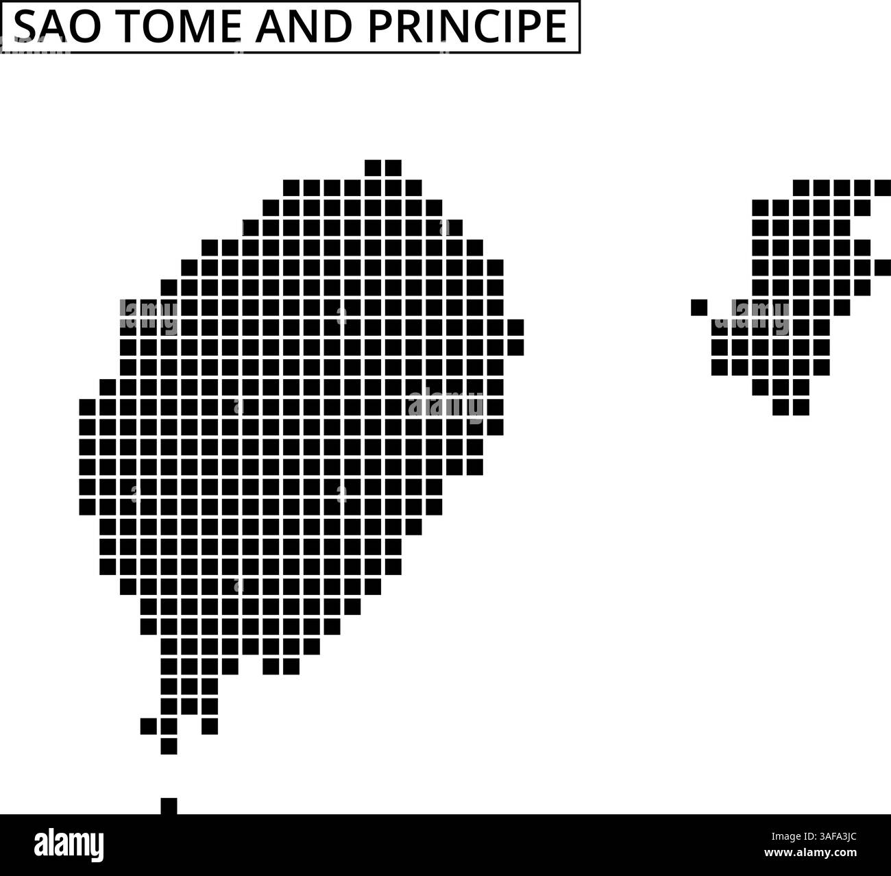 The graphic showcases a pixelated outline of Sao Tome and Principe ...