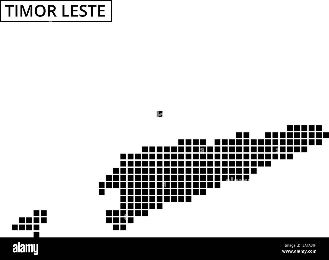 A stylized outline of Timor Leste shows its unique shape with dotted ...