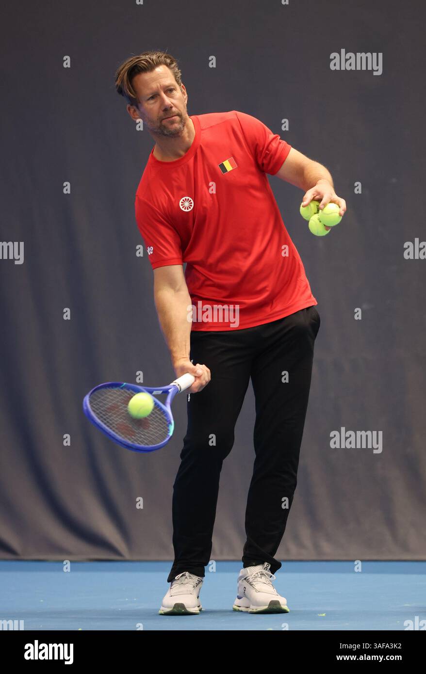 Vilnius, Lithuania. 07th Apr, 2025. Belgian team captain Wim Fissette ...