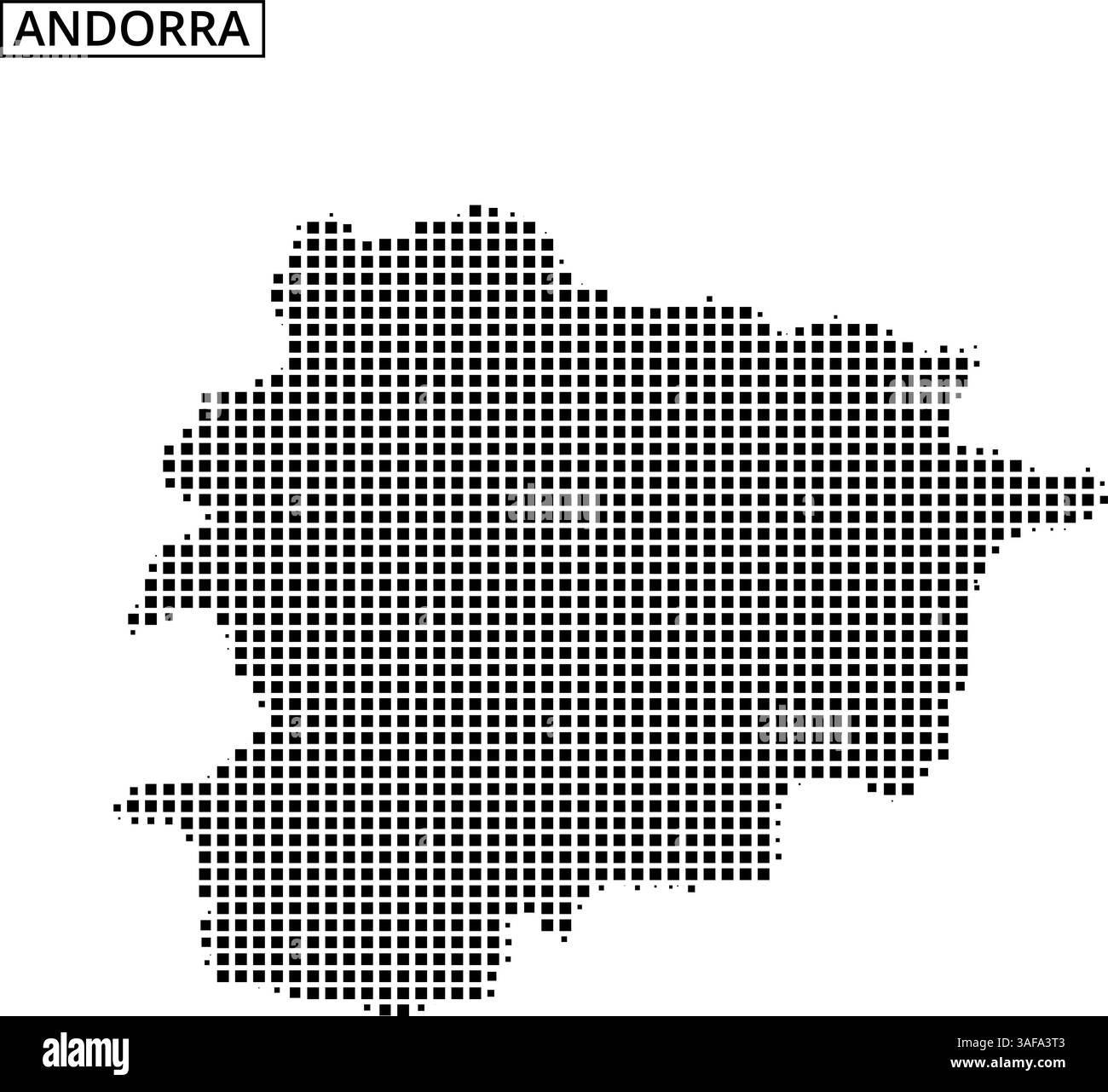 Andorra's borders are illustrated in a unique pixelated format ...