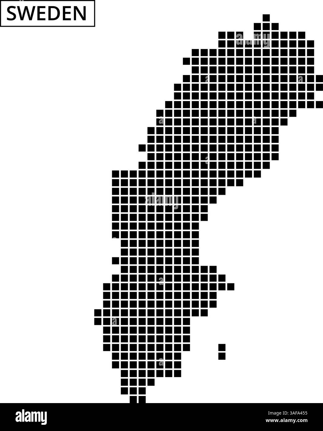 A map of Sweden is displayed using a dotted design, emphasizing its ...