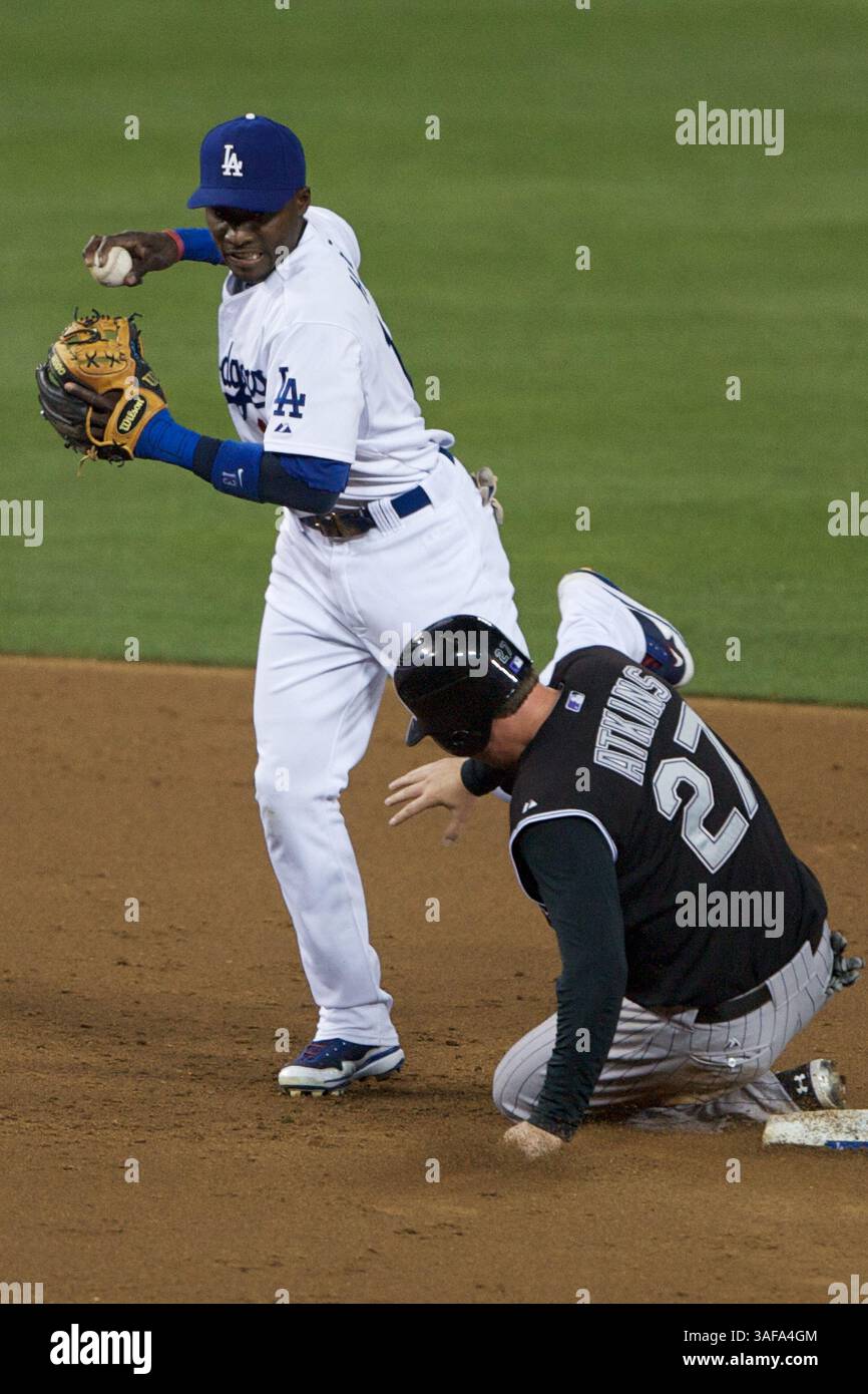 02 October 2009: Game action between the Colorado Rockies and Los Angeles Dodgers. Dodger second ...