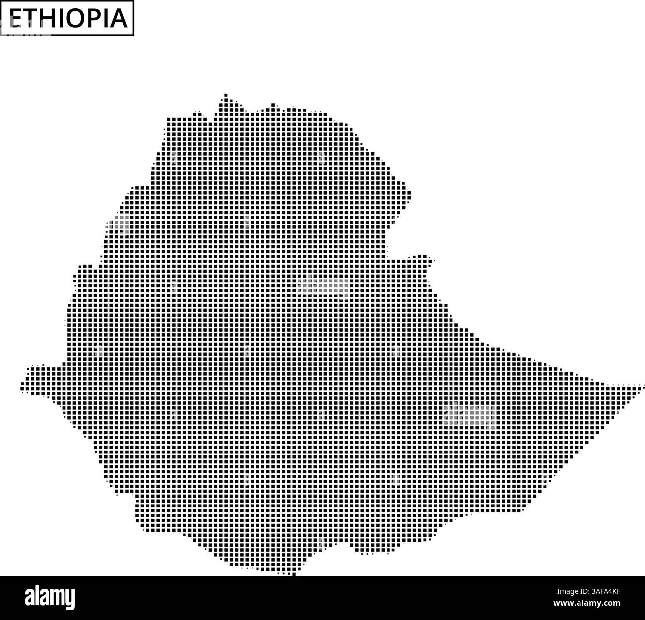 This artwork features the outline of Ethiopia, using a creative dotted pattern and subtle design ...
