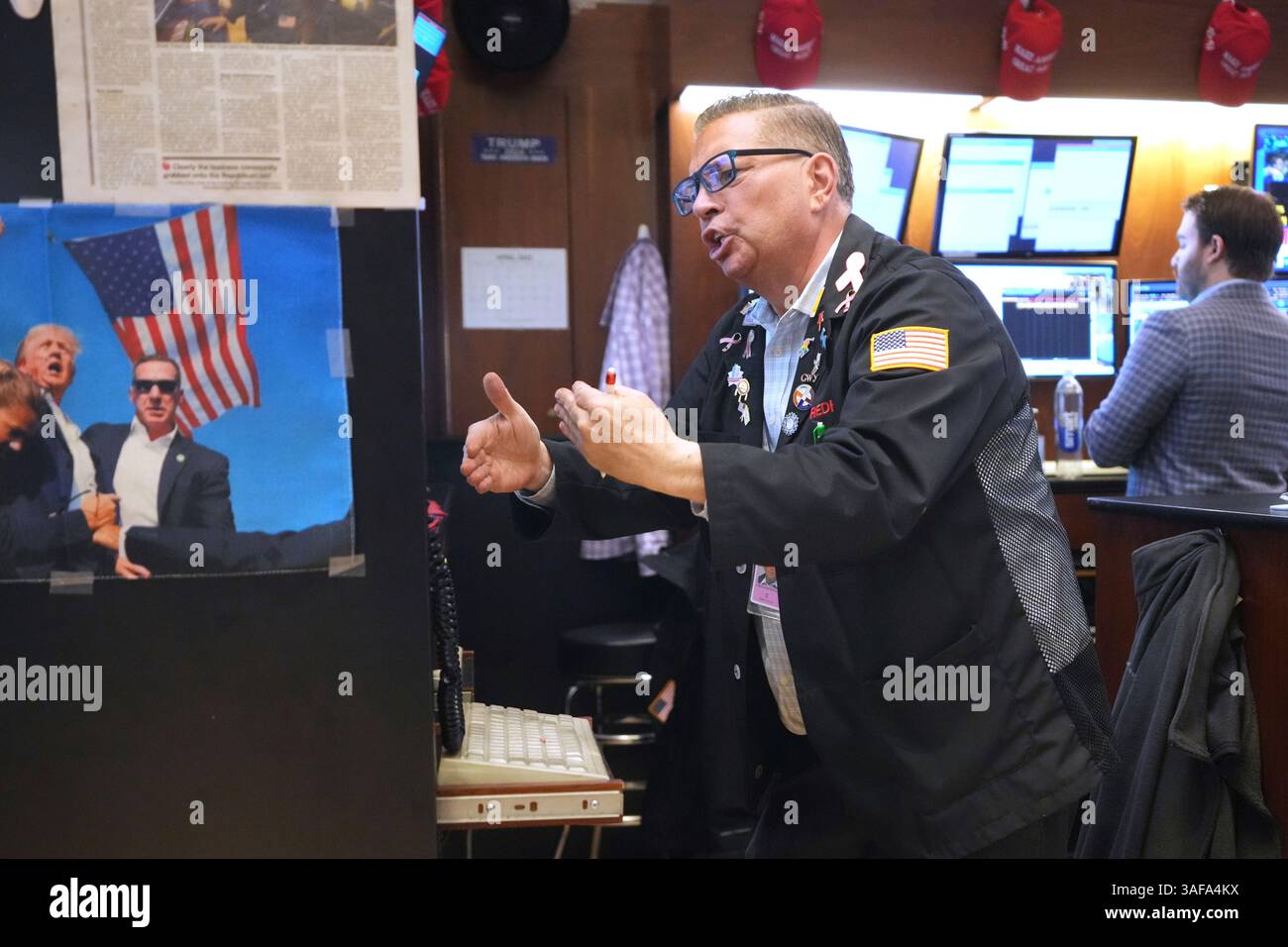 Jonathan Mueller works on the floor at the New York Stock Exchange in ...