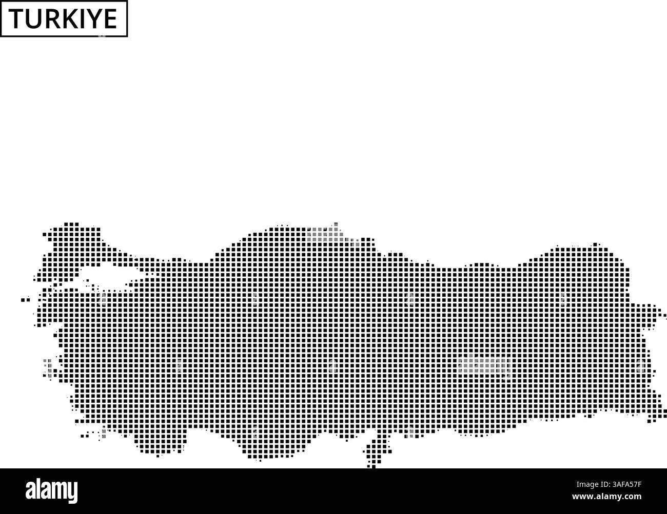 Detailed map of Turkey created using a dotted design, highlighting the ...