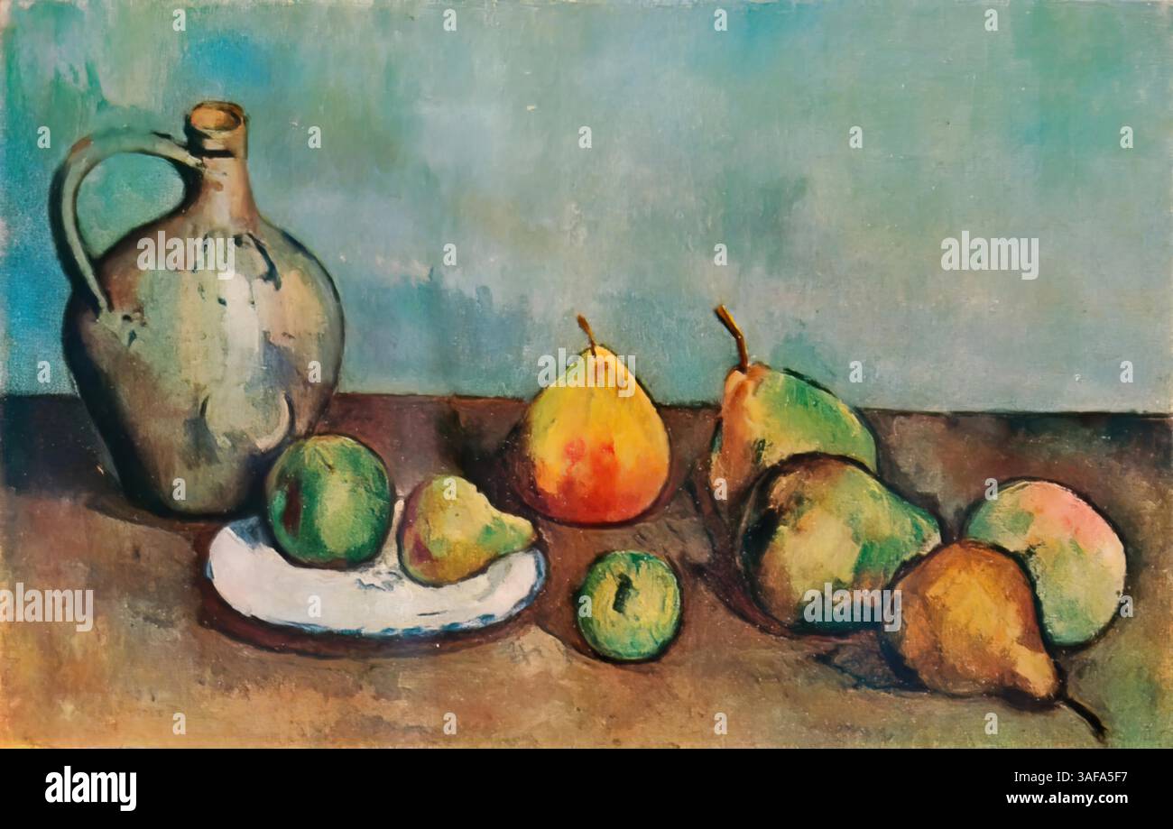 Still life, pitcher and fruit, 1894 (painting) Cezanne, Paul (1839-1906 ...