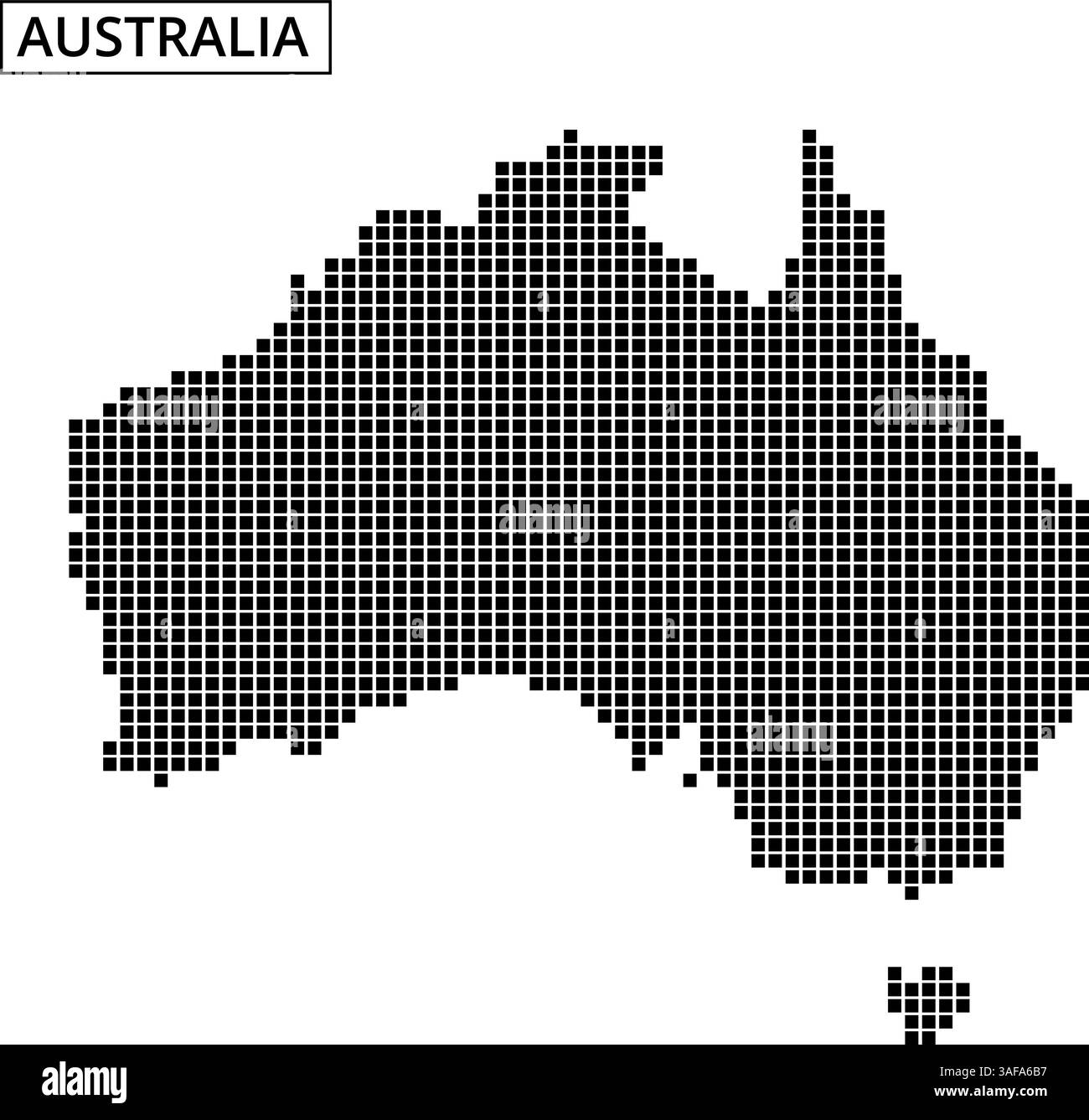 A detailed map of Australia created using dot patterns, highlighting its geographical layout and ...