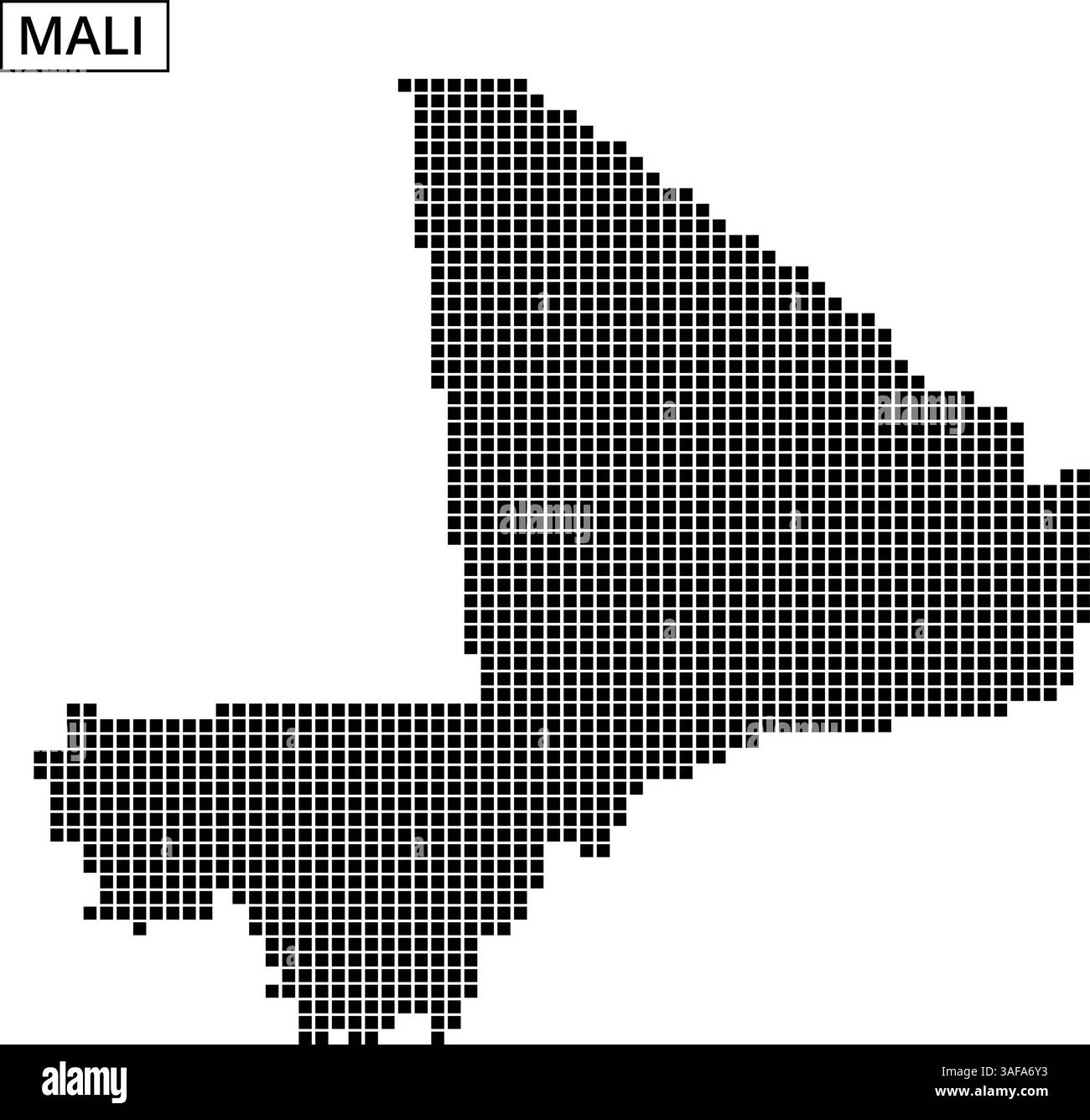 A dotted map displays the outline of Mali, highlighting its ...