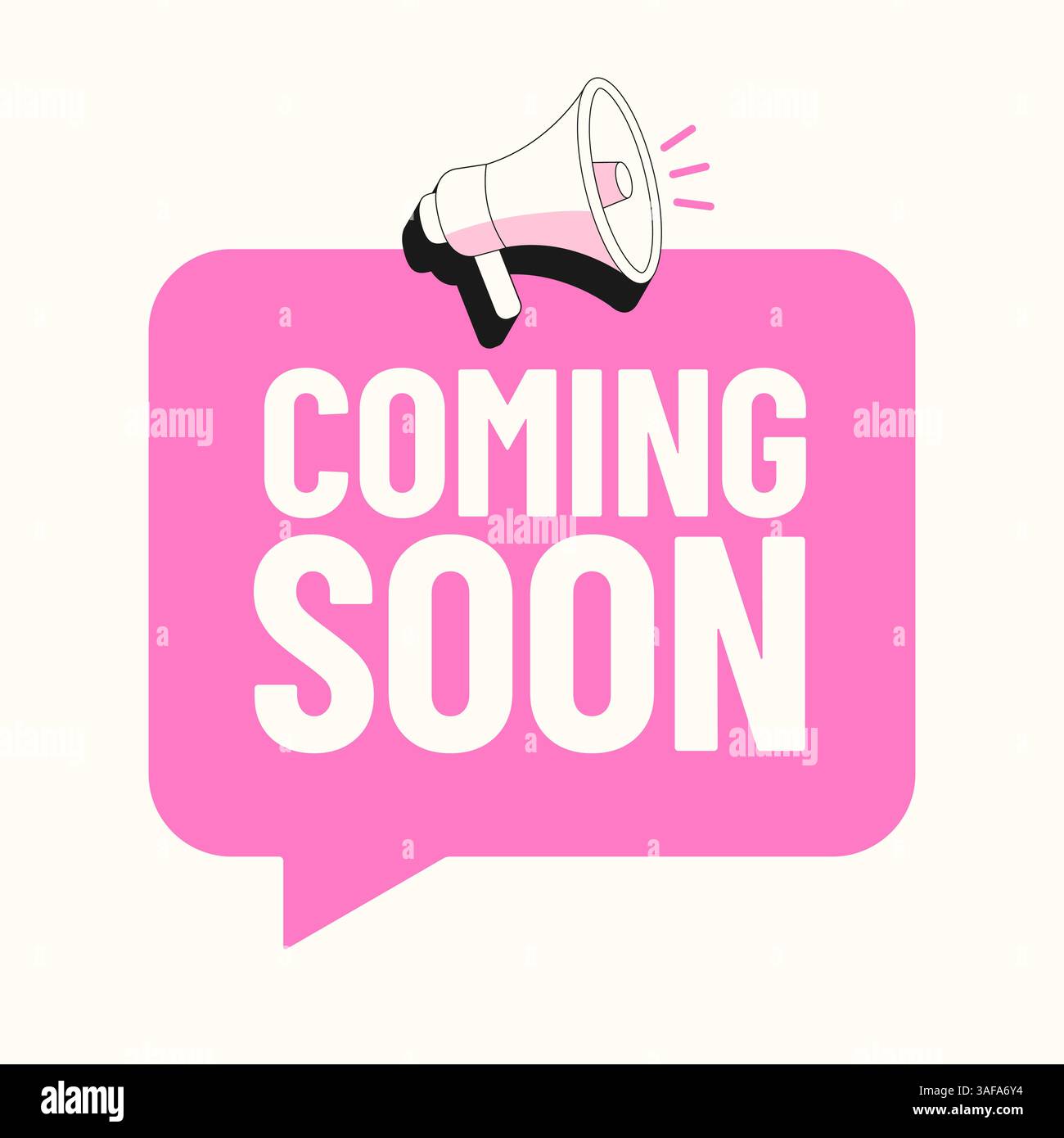 Coming soon message with megaphone and speech bubble. Modern design in ...