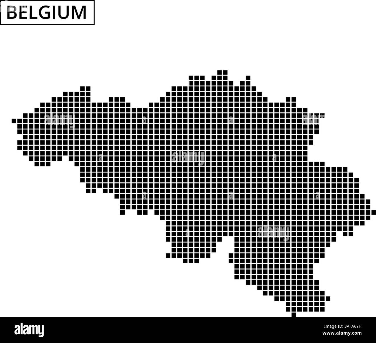 A detailed map of Belgium showcases the country's shape using a unique ...